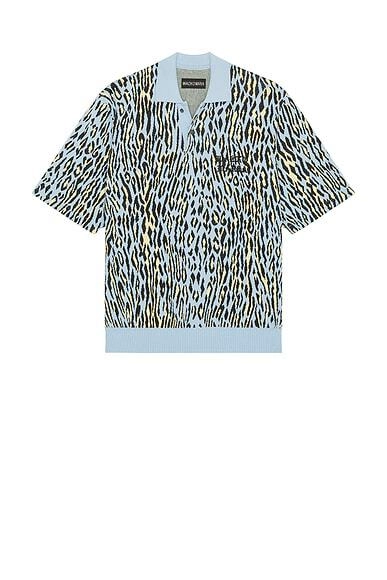 WACKO MARIA Leopard Knit Polo Shirt Type 1