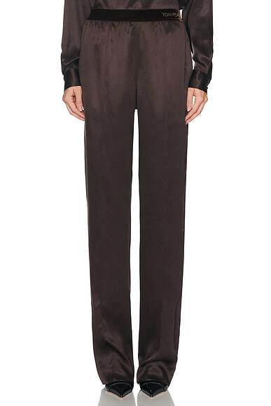 TOM FORD Silk Satin Straight Leg Pant - Espresso