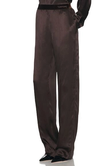 TOM FORD Silk Satin Straight Leg Pants - Espresso