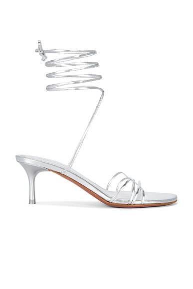 Amina Muaddi Lori 60 Lace Up Sandal - Silver