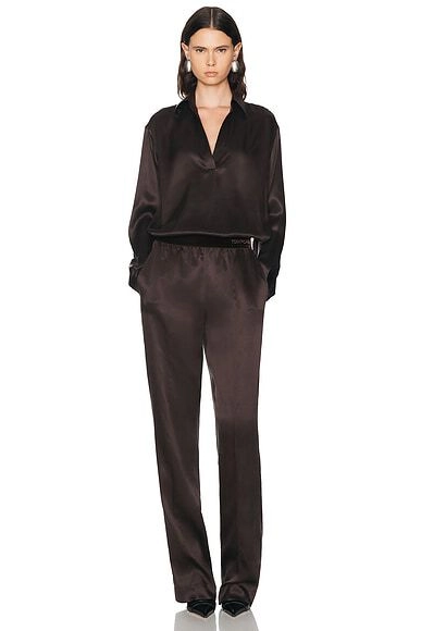 TOM FORD Silk Satin Polo Top