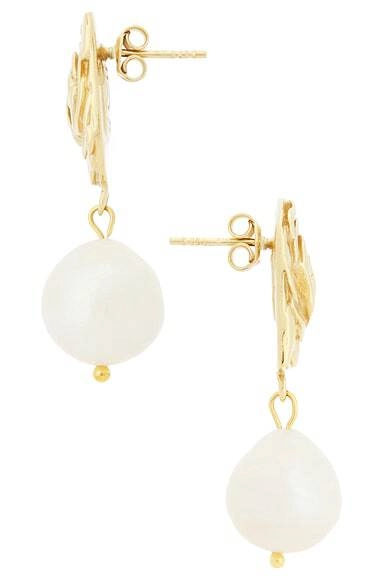 Magda Butrym Floral Pearl Drop Earrings - Gold