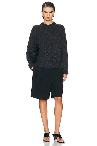 Loulou De Saison Baltra Saddle Sleeve Crewneck Sweater - Peppered Anthracite