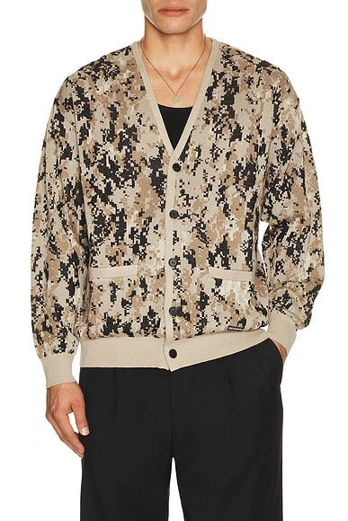 WACKO MARIA Digital Camo Jacquard Cardigan - Beige