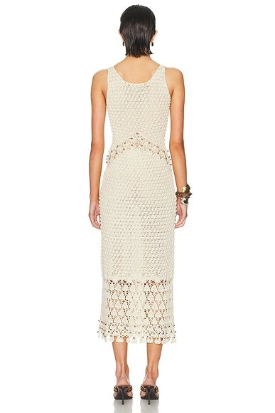 Rabanne Sleeveless Crochet Midi Dress With Plastic Embellishments