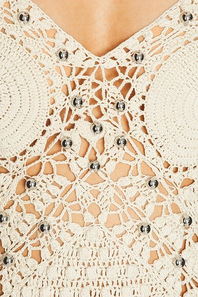 Rabanne Sleeveless Crochet Midi Dress With Plastic Embellishments