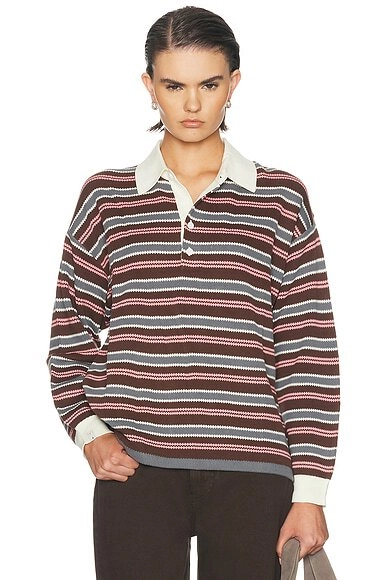 The Upside Wonder Knit Polo Top - Stripe