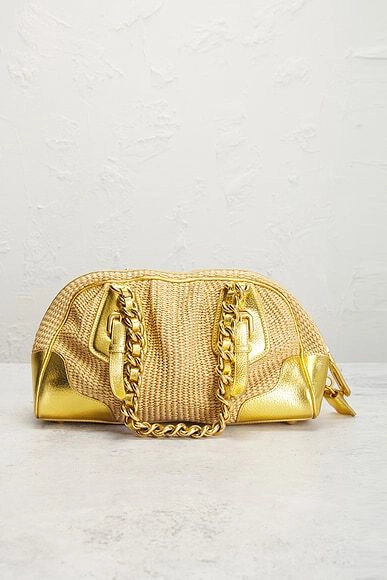 Prada Raffia & Calfskin Leather Handbag