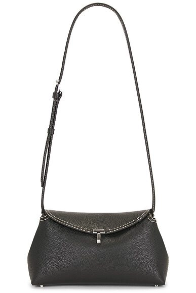 TOTEME T-lock Grained Leather Clutch - Black