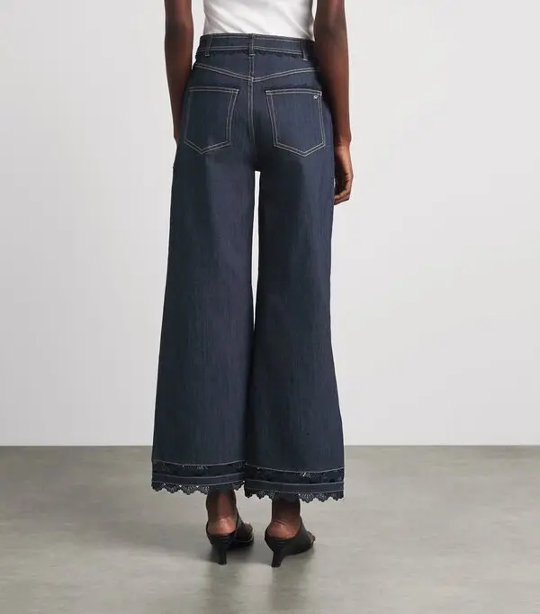Cinq À Sept Guipure Lace-trim Wide-leg Jeans
