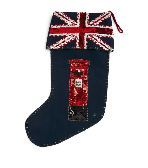 JAN CONSTANTINE Sequinned London Bus Stocking - Navy