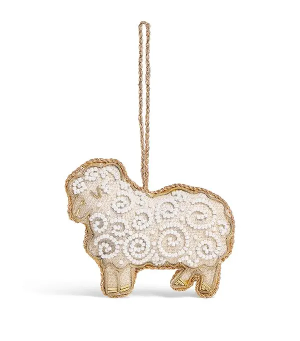 KATIE LARMOUR Embellished Sheep Tree Decoration - Brown