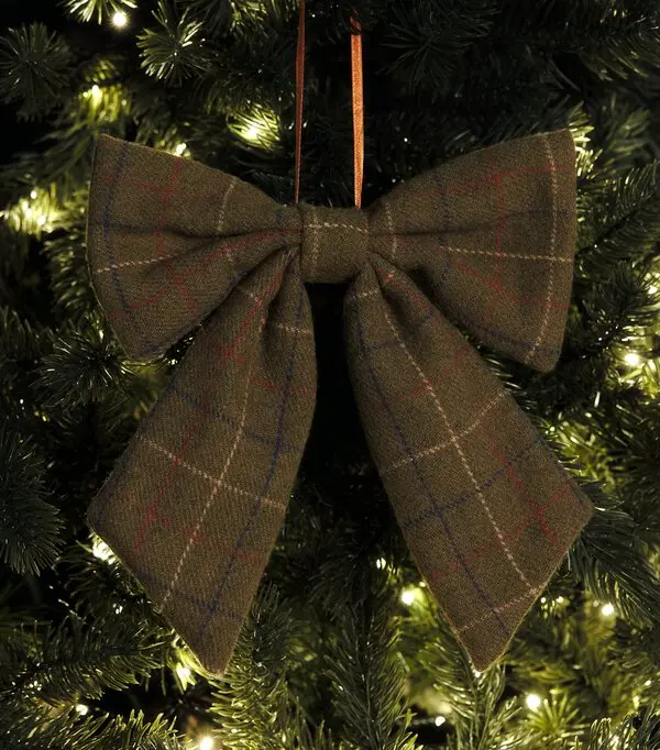 LUXURY GARLAND Tweed Bow Tree Decoration