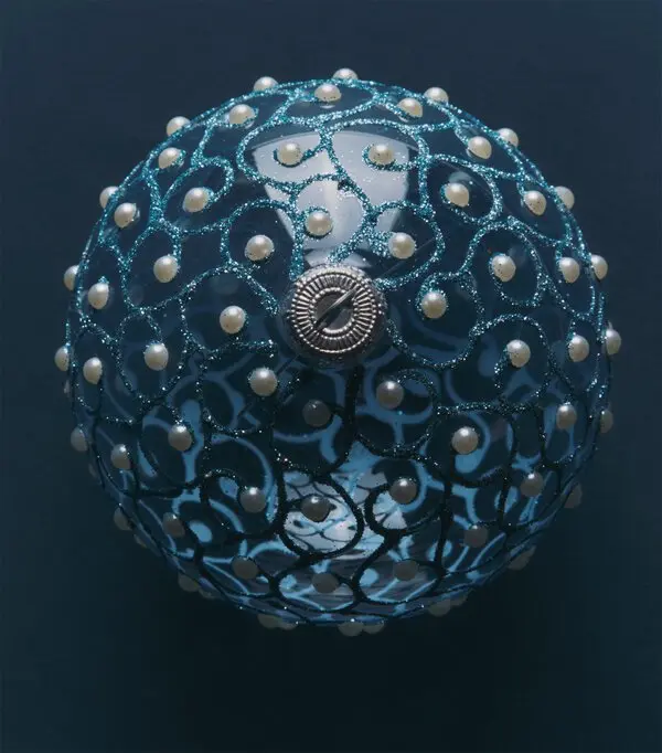 Harrods Glass Glitter Swirl Bauble