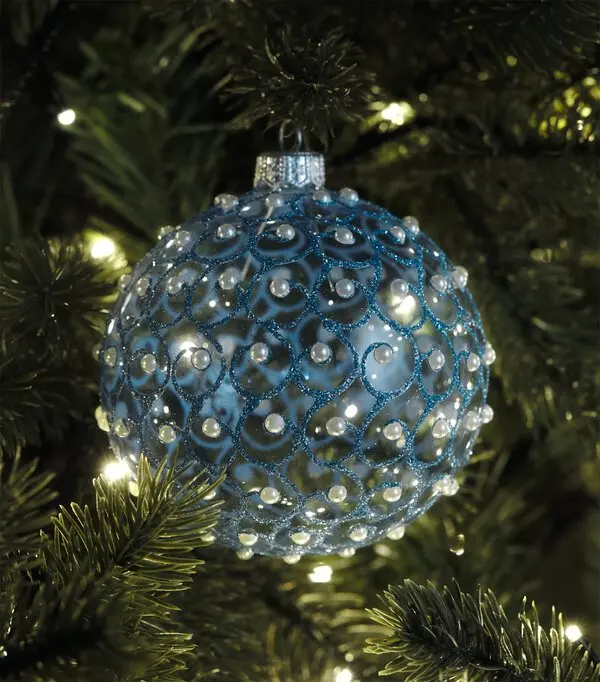 Harrods Glass Glitter Swirl Bauble