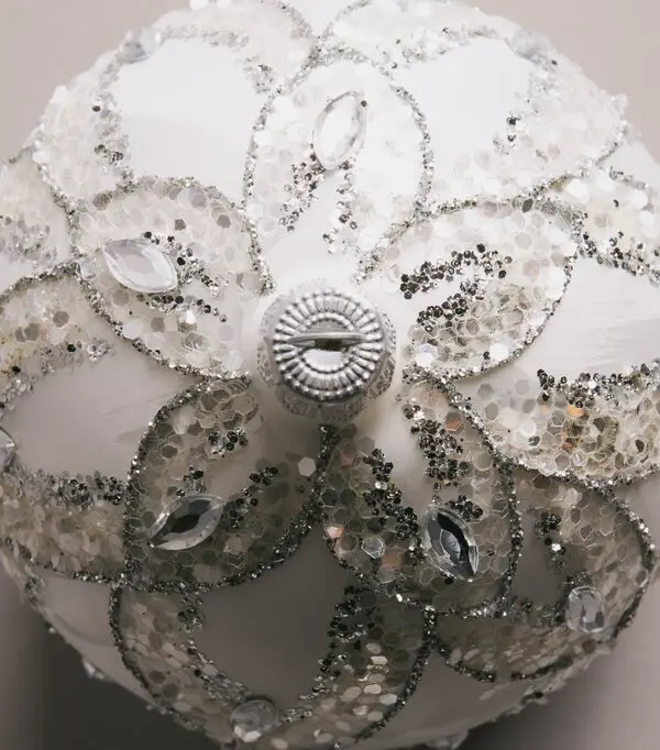 Harrods Glass Glitter Flower Bauble