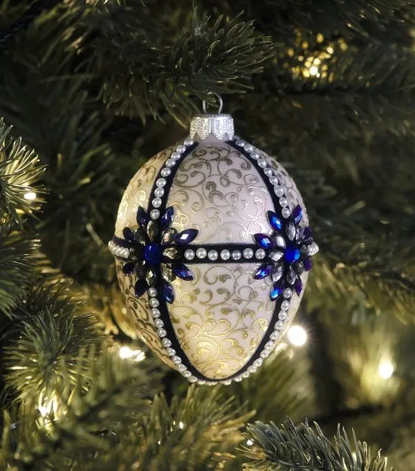 Harrods Embellished Egg Bauble With Faux Pearls And Crystals