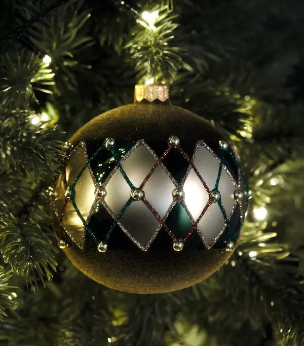 Harrods Velvet Argyle Bauble