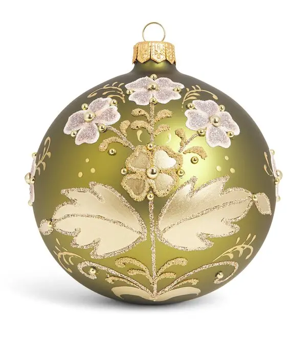 Harrods Glitter Floral Bauble