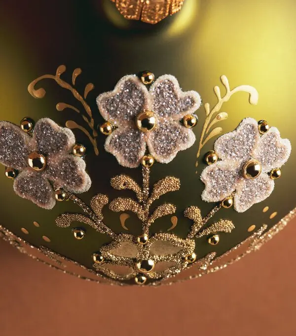 Harrods Glitter Floral Bauble