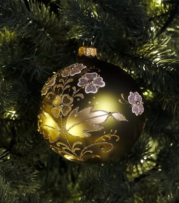 Harrods Glitter Floral Bauble