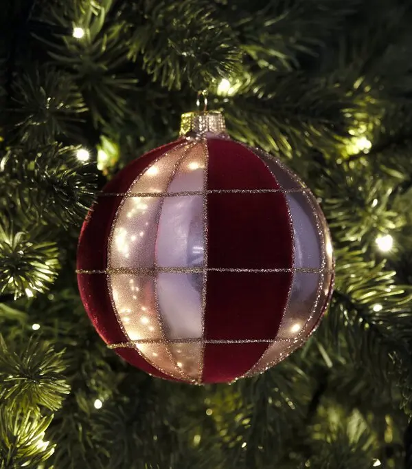 Harrods Glitter Tartan Bauble