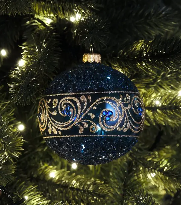 Harrods Glass Glitter Swirl Bauble