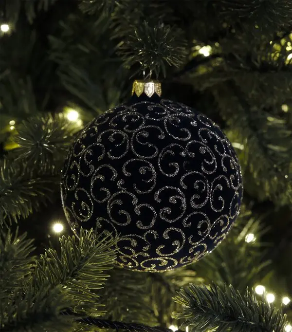 Harrods Velvet Glitter Swirl Bauble