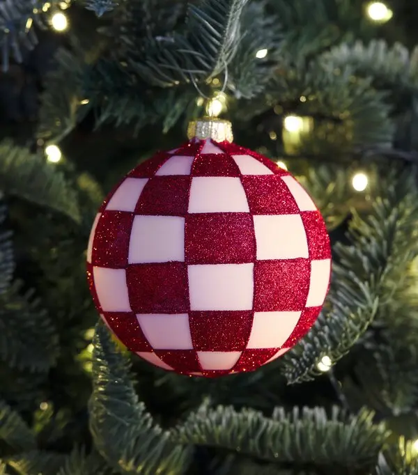 Harrods Glitter Chequered Bauble