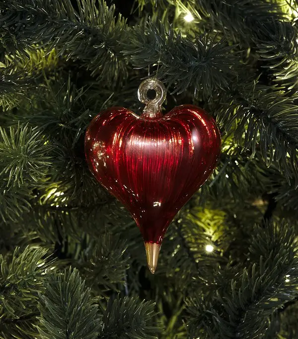 ARTIFACTUALLY Heart Shaped Glass Decoration With Polished Gold-tone Accent