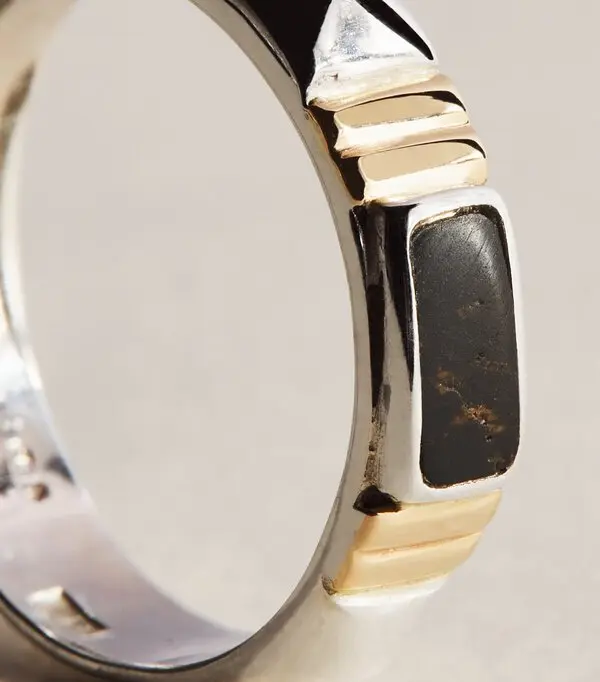 FYR Sterling Yellow Gold And Onyx Bastet Ring