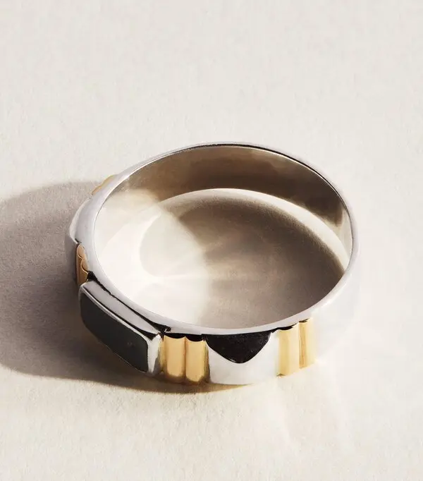 FYR Sterling Yellow Gold And Onyx Bastet Ring