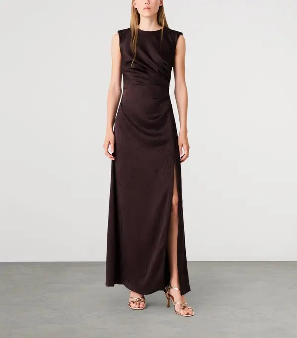Maje Ruched Sleeveless Midi Dress