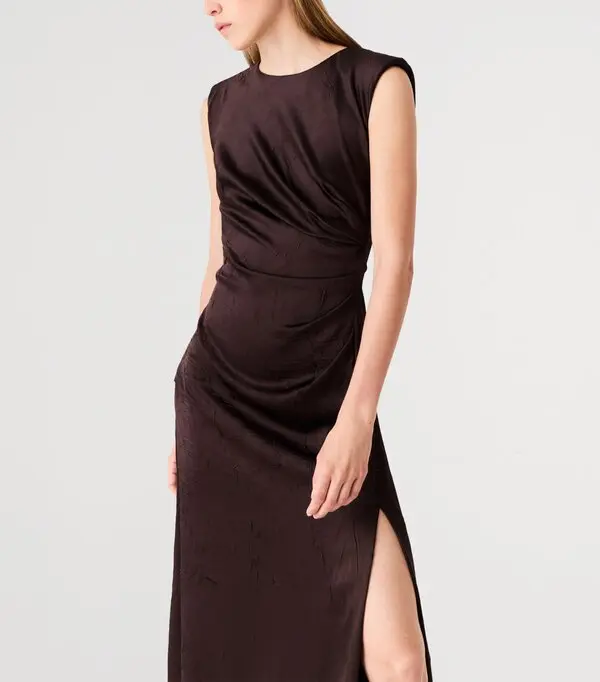Maje Ruched Sleeveless Midi Dress