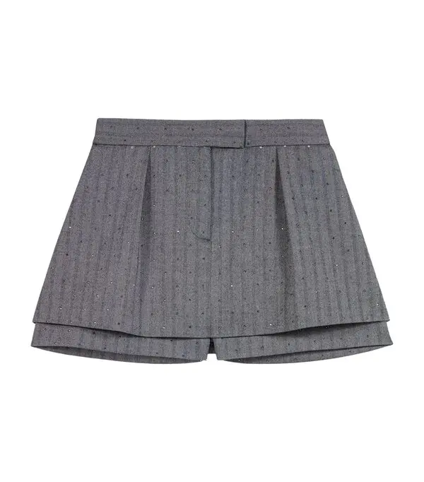 Maje Striped Rhinestone-embellished Skort