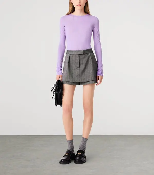 Maje Striped Rhinestone-embellished Skort