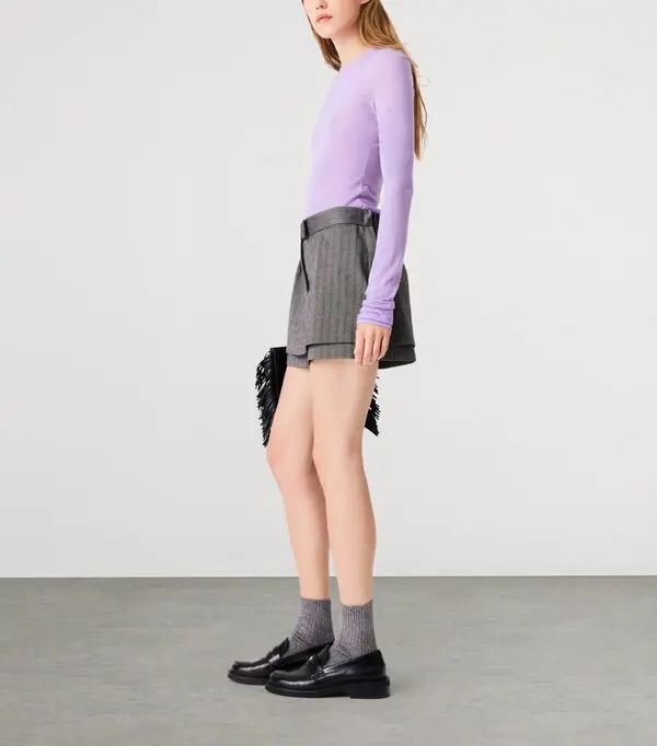 Maje Striped Rhinestone-embellished Skort