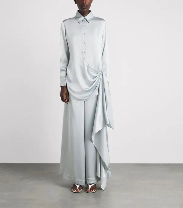 ABADIA Silk Draped Shirt