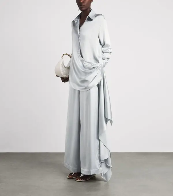 ABADIA Wide Leg Satin Trousers