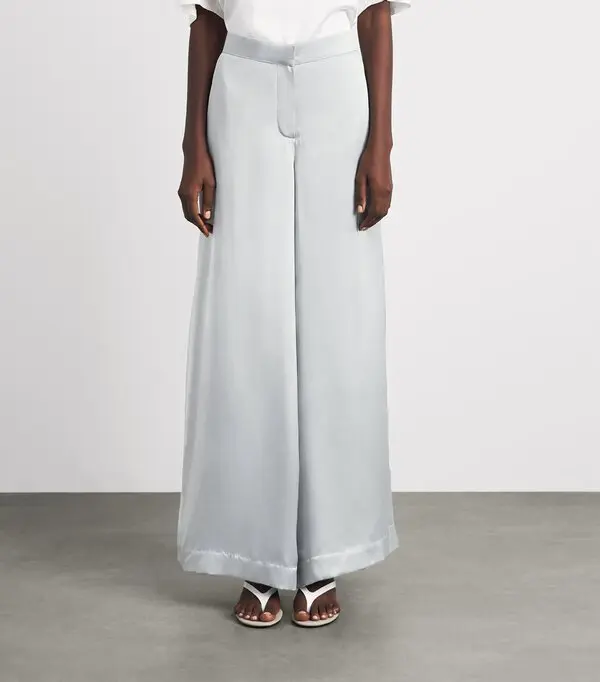 ABADIA Wide Leg Satin Trousers