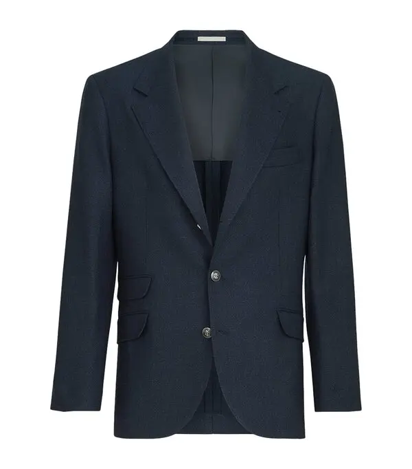Brunello Cucinelli Mouliné Virgin Wool Twill Deconstructed Blazer