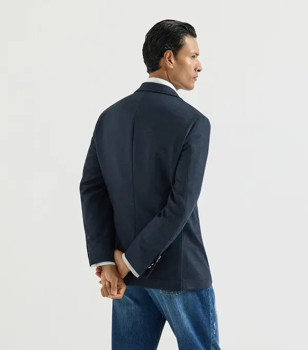 Brunello Cucinelli Mouliné Virgin Wool Twill Deconstructed Blazer