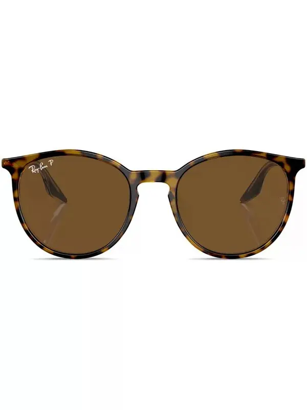 Ray-ban Logo-print Round-frame Sunglasses - Brown