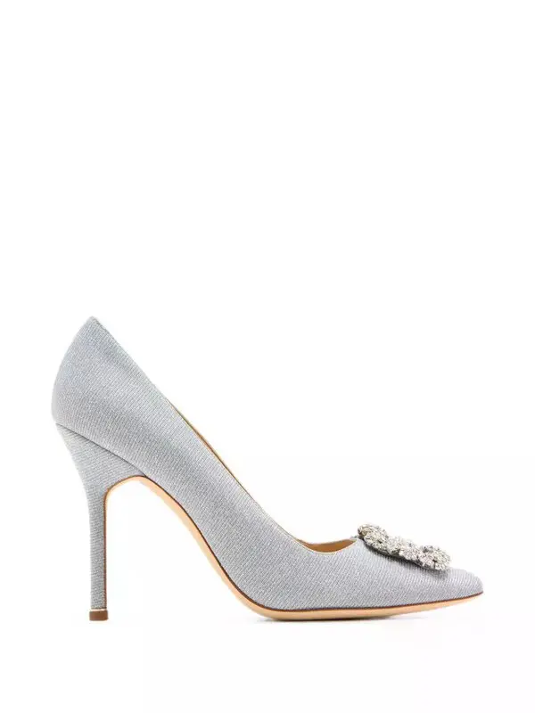 Manolo Blahnik Hangisi Crystal-buckle Pumps - Silver