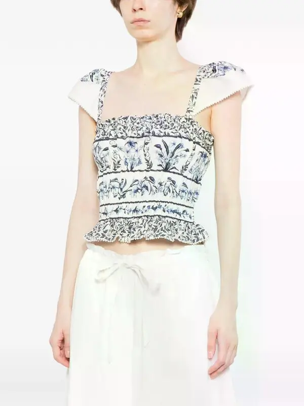 Farm Rio Floral Print Gathered Blouse