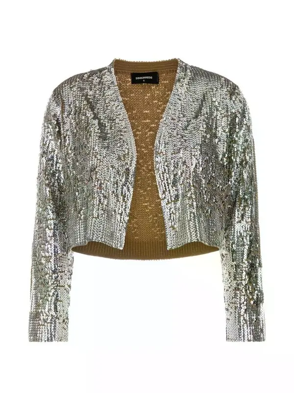 Dsquared2 Sequin-embellished Cropped Cardigan - Silver
