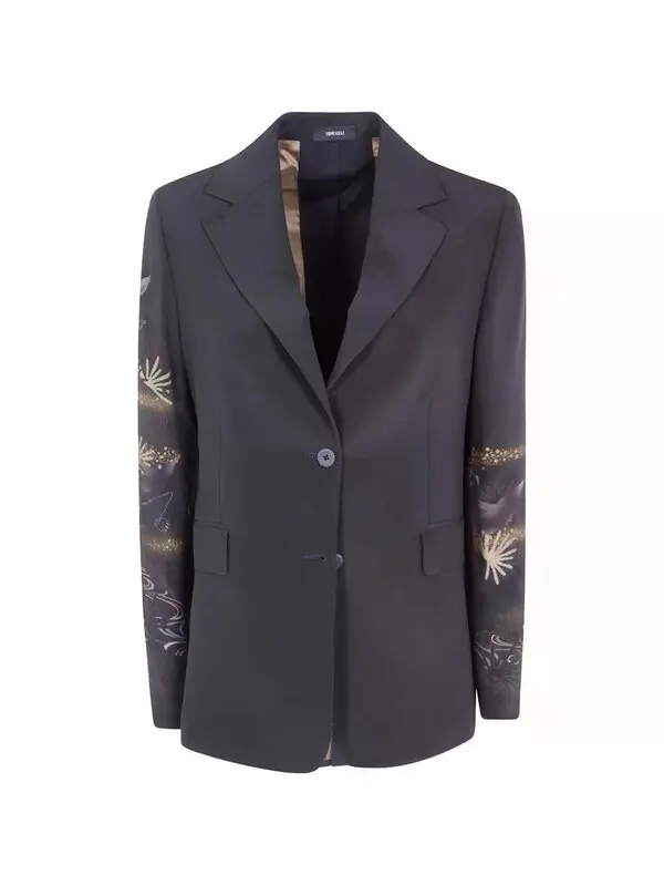 IBRIGU Floral Print Silk Blazer