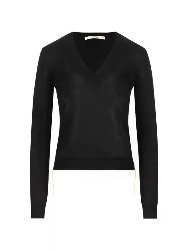 Fendi V-neck Cashmere-blend Sweater - Black