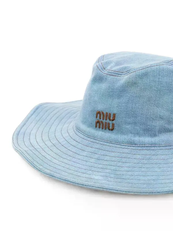 Miu Miu Logo Embroidered Wide Brim Hat