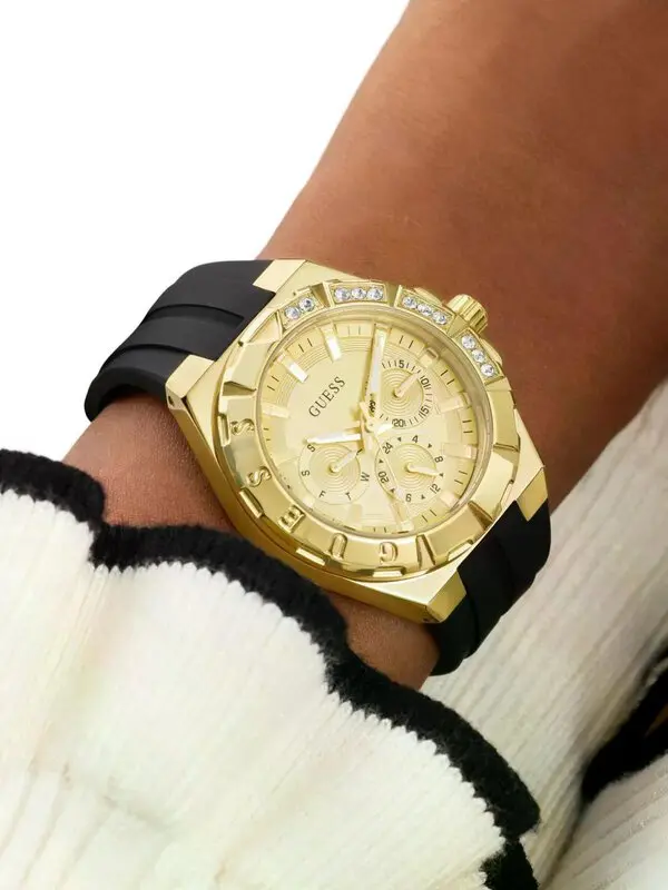 Guess Logo-detail 38mm Watch With Crystal-set Bezel